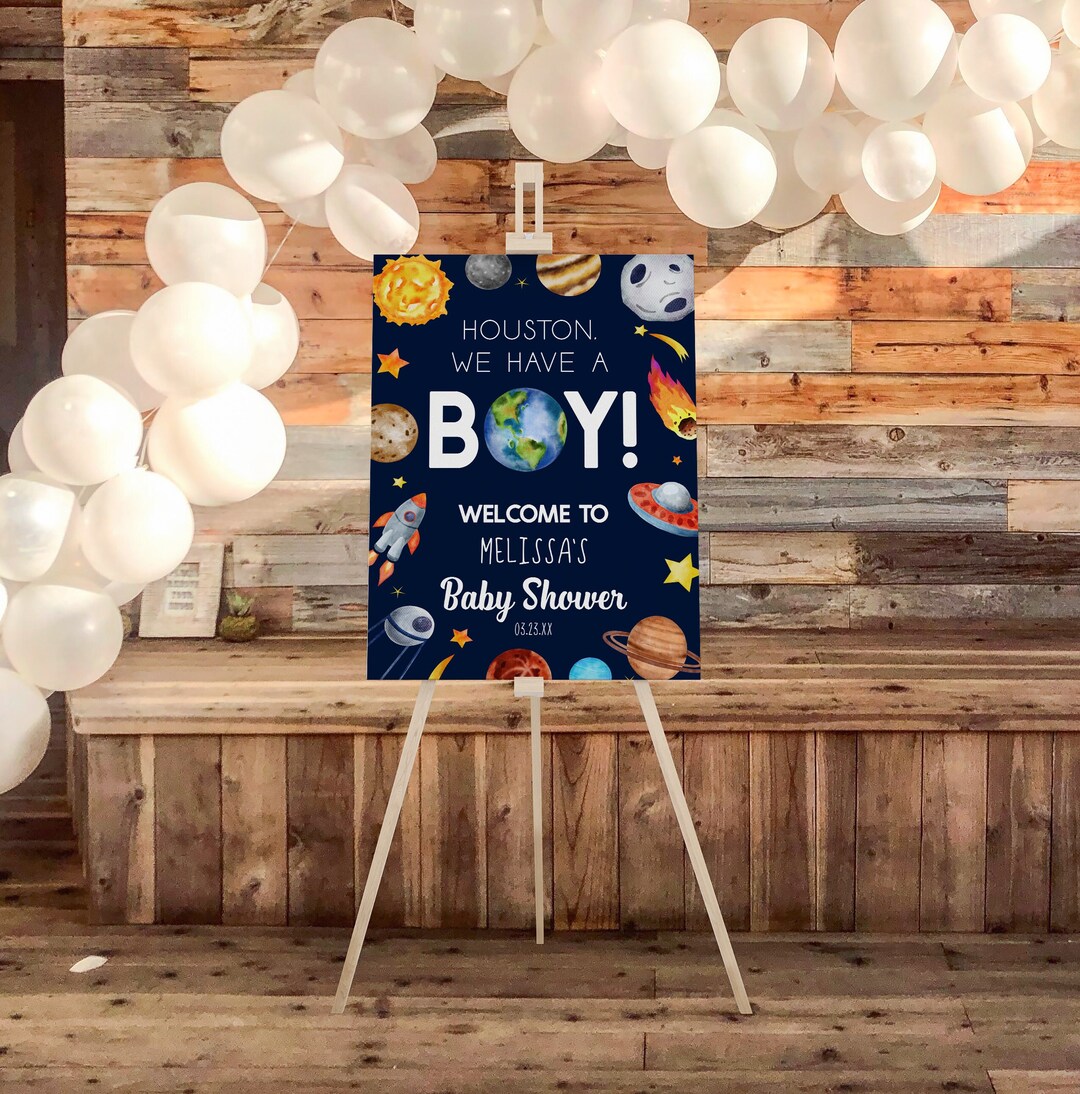 Houston We Have A Boy Baby Shower Welcome Sign | Outer Space Spaceship ...