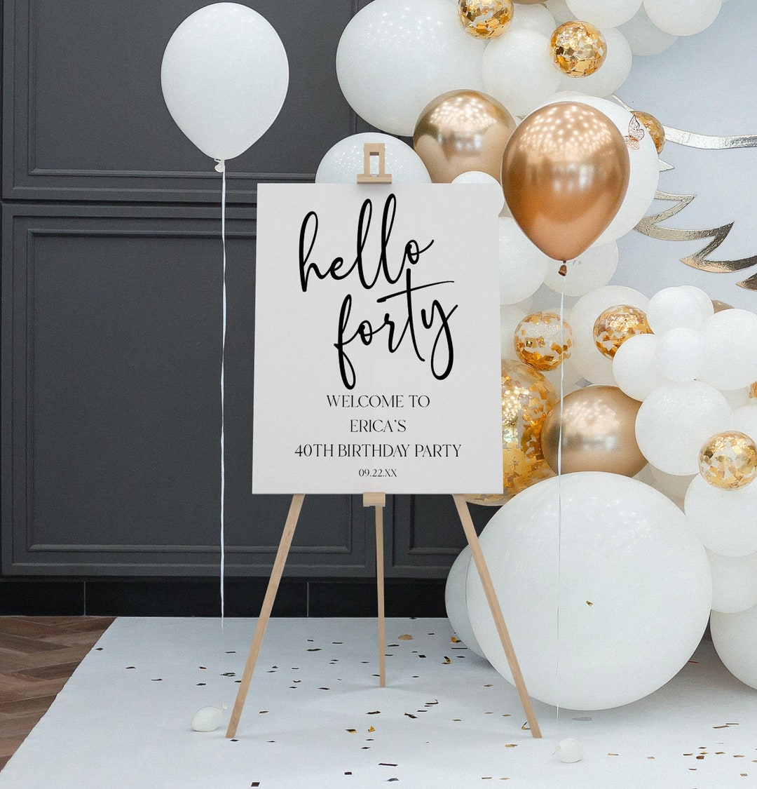 Hello Forty 40th Birthday Party Welcome Sign | Editable B-day Party ...