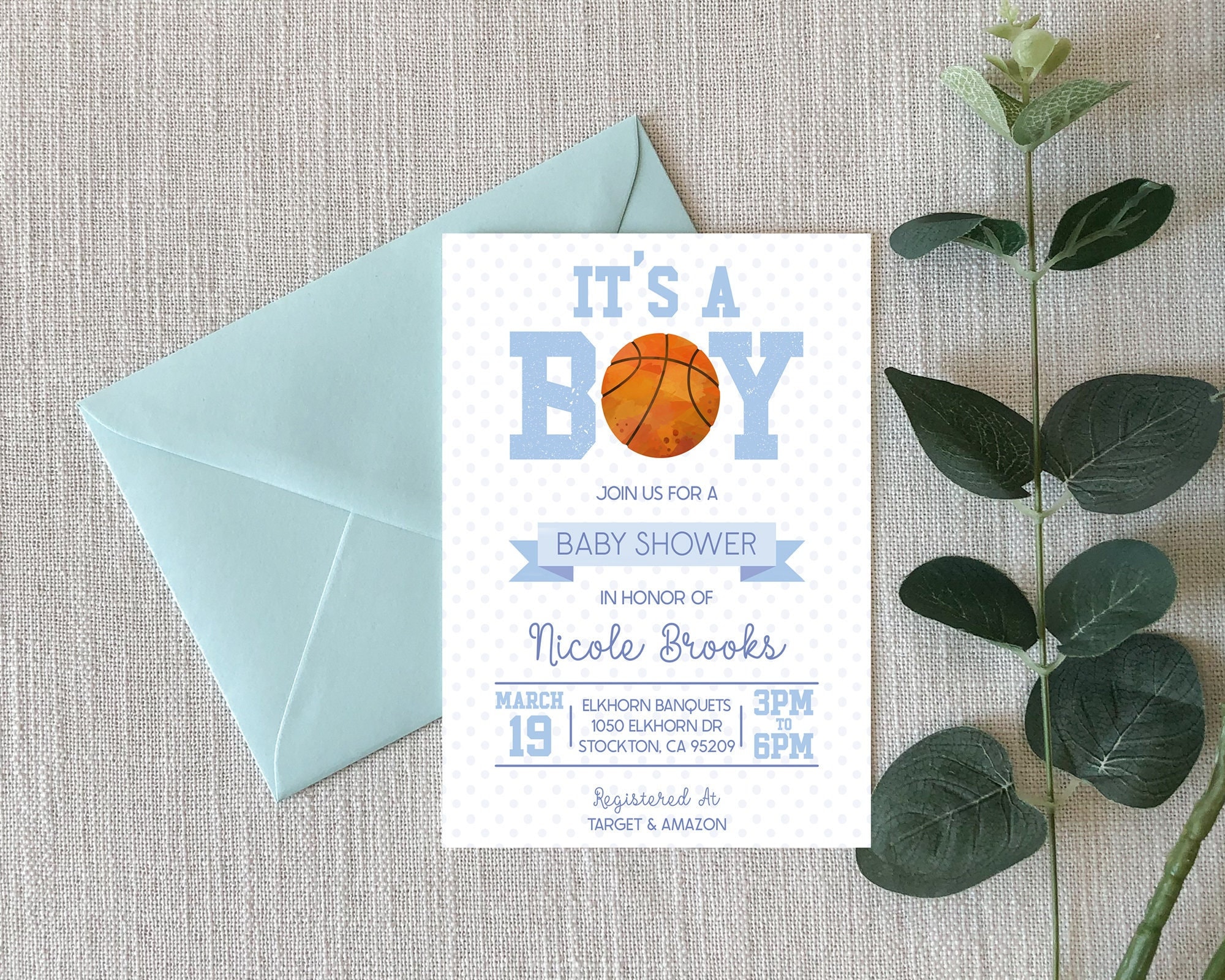 Editable Basketball Themed Baby Shower Invitation Blue Sports - Etsy