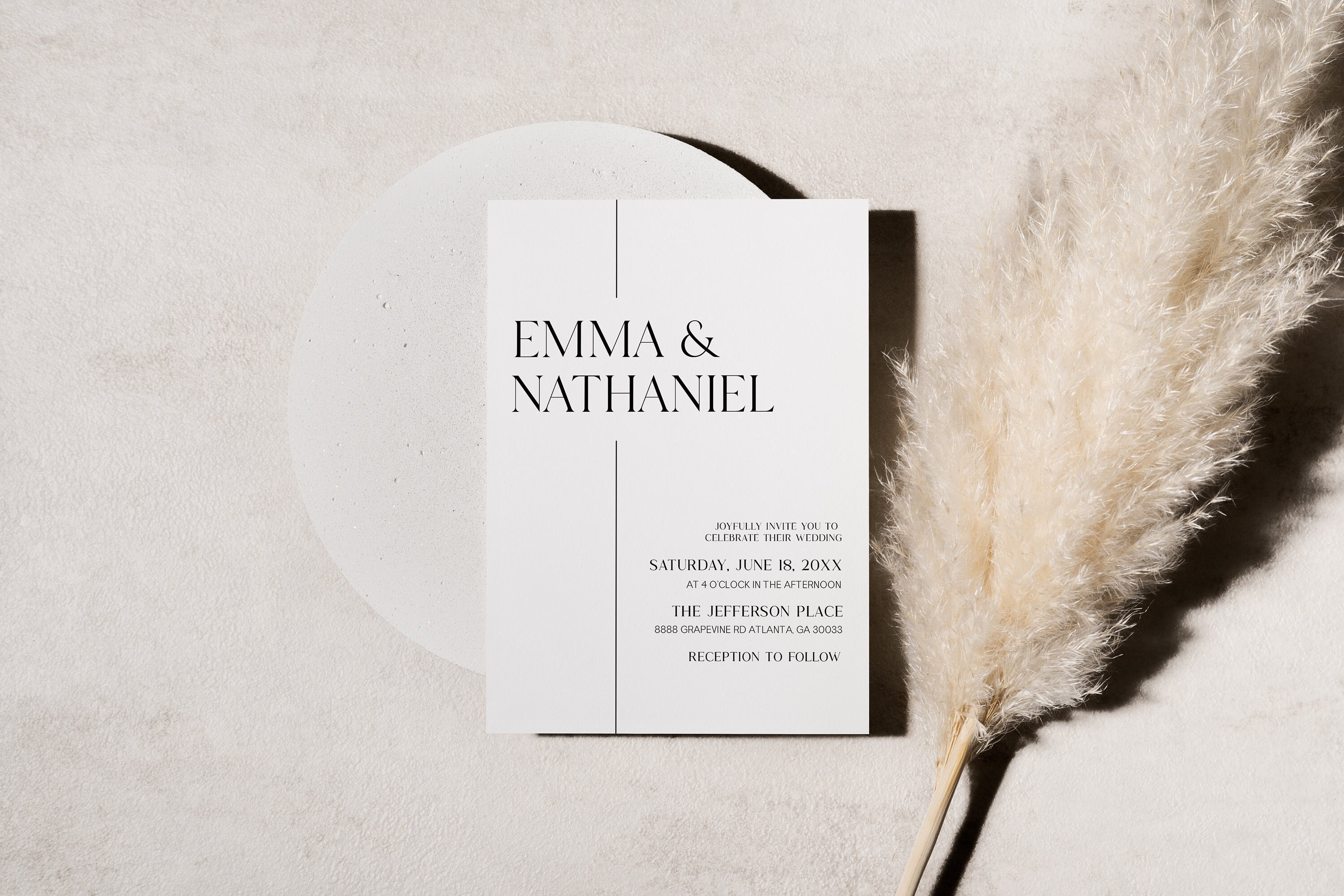 Elegant Modern Minimal Minimalist Wedding Invitation | White Black ...