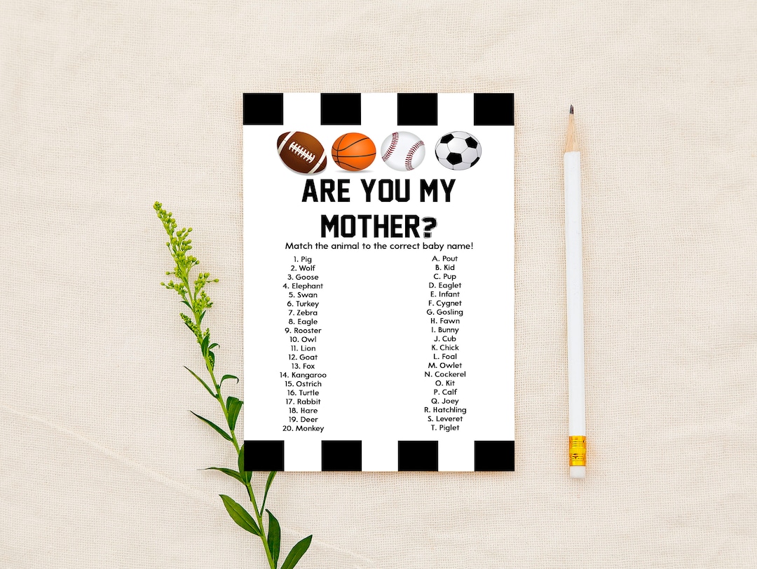Are You My Mother? Baby Shower Game, Sports Themed - Etsy