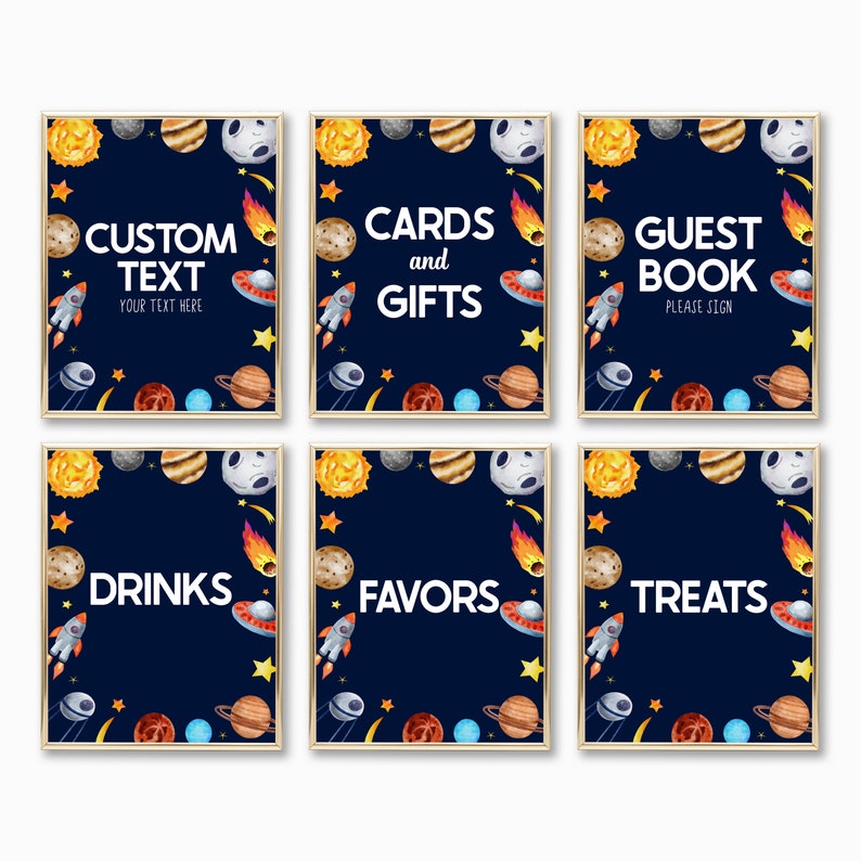 Outer Space Galaxy Themed Party Sign Set | 8x10 Birthday Party Baby ...