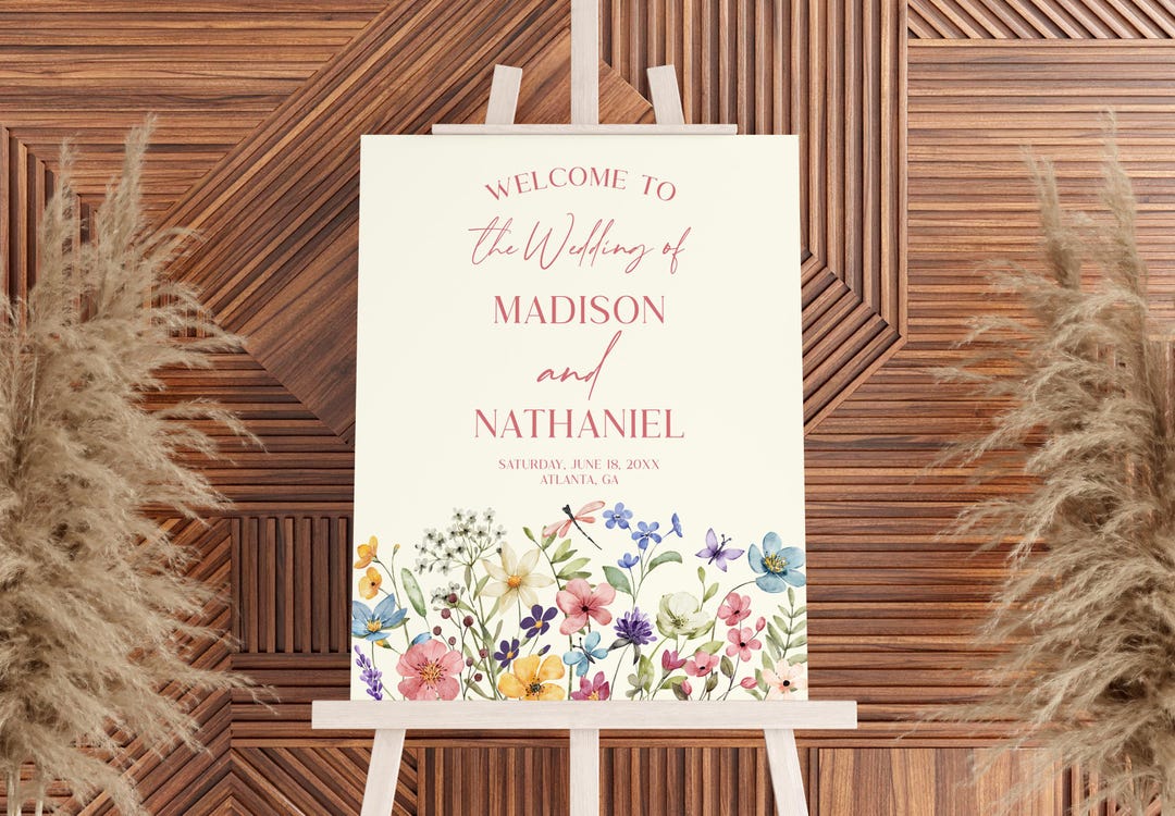 Wildflower Floral Flowers Wedding Welcome Sign | Wild Flower Garden ...
