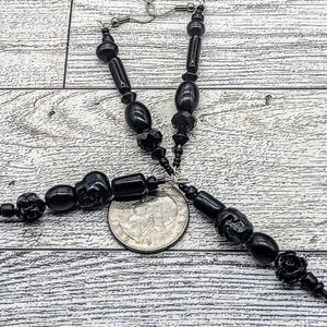 Handmade Skull Black Rose EXTRA LONG Beaded Gothic Earrings - Etsy