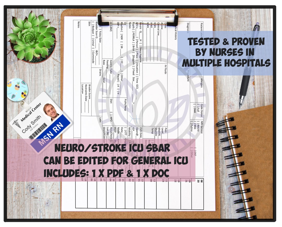 Nurse Report Sheet Neuro, SBAR Sheet, Report Sheet Template, Stroke ...