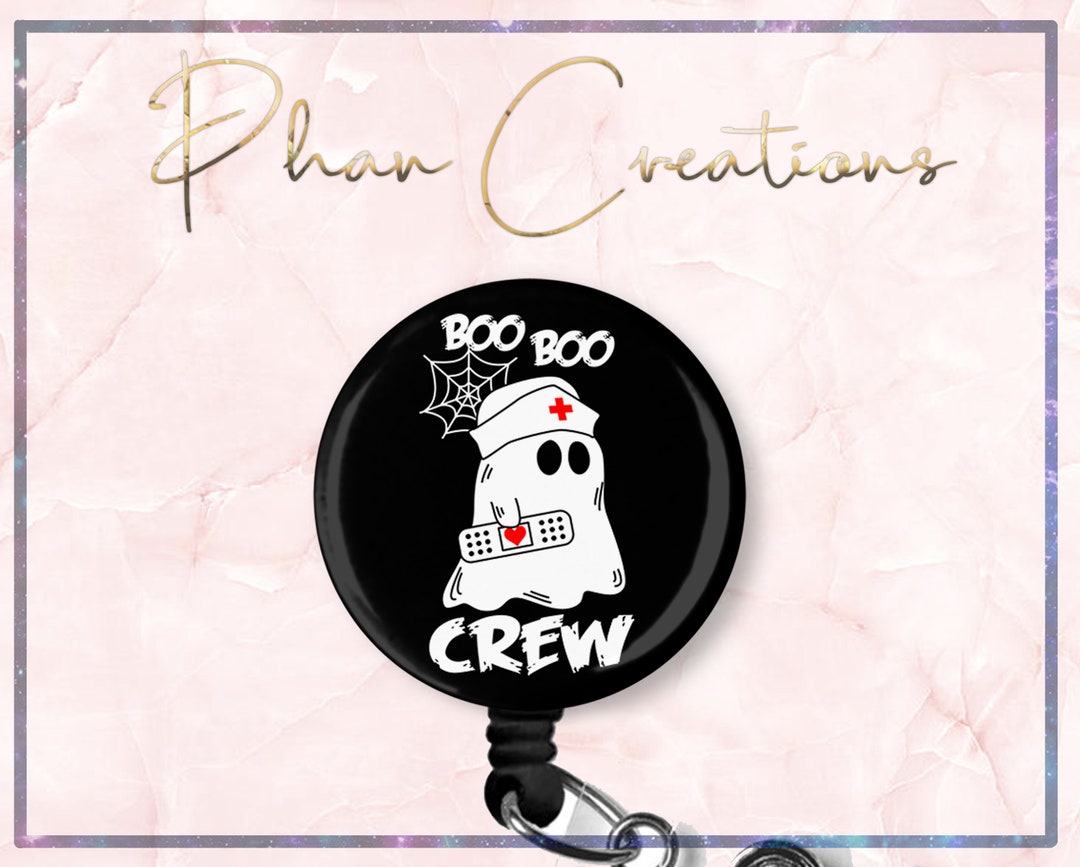 Boo Crew ID Badge Reel, Halloween Badge, Cute Badge, Funny Badge Reel ...