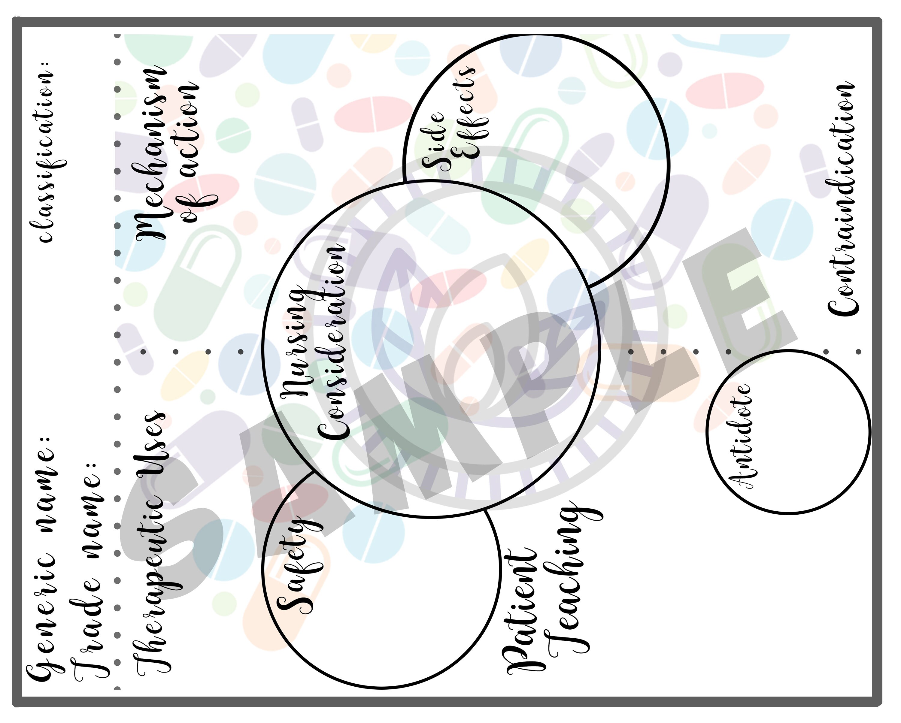 Pharmacology Sheet Printable Template Pharmacy Nurse Study - Etsy