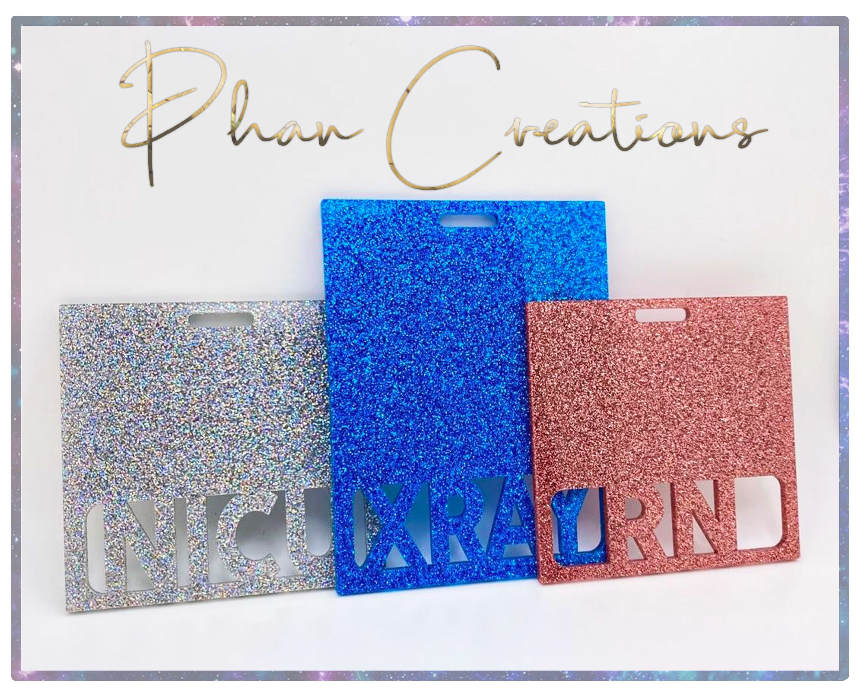 Custom Badge Buddy Vertical Badge Buddy Acrylic Glitter - Etsy