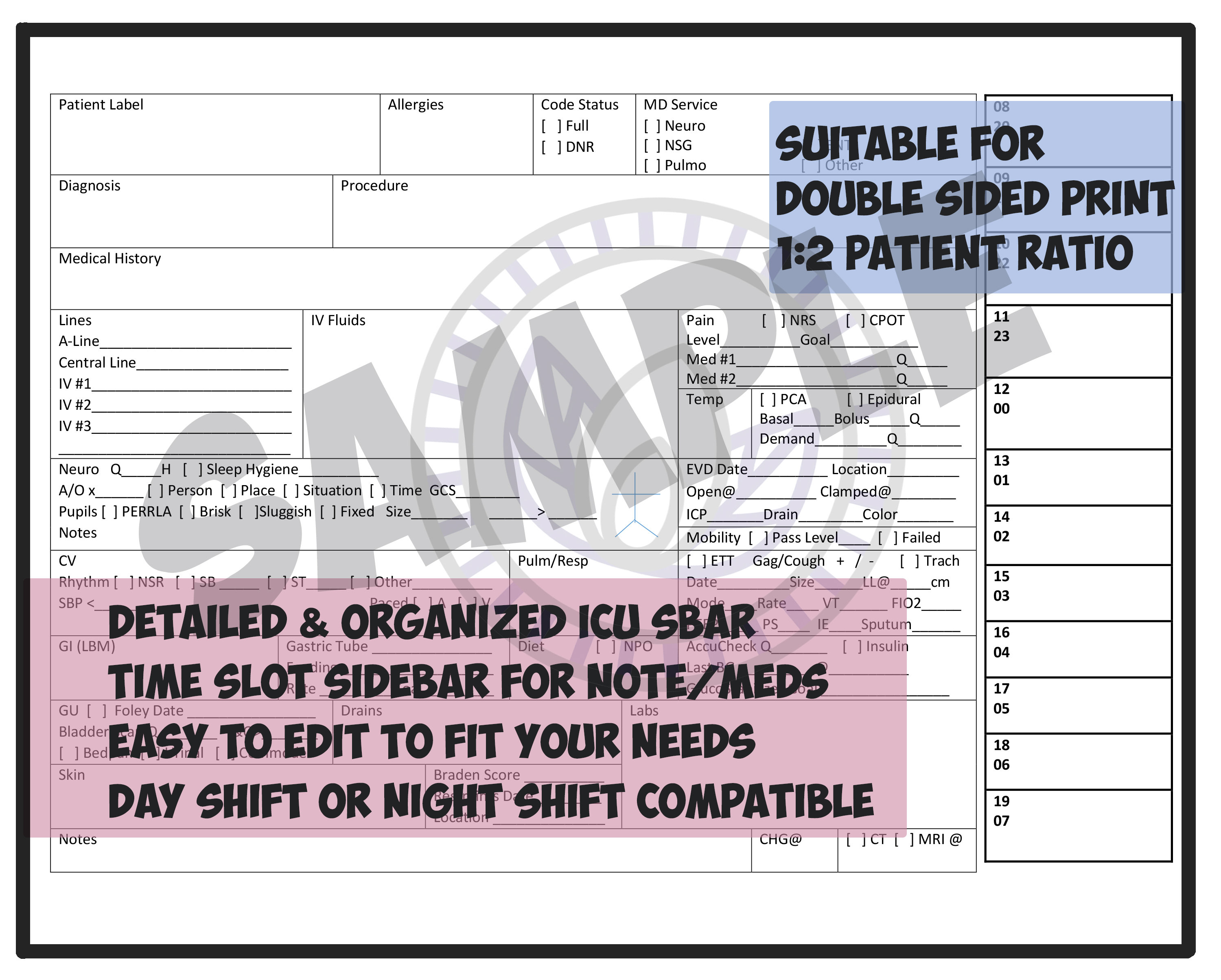 Nurse Report Sheet Neuro SBAR Sheet Report Sheet Template | Etsy Canada