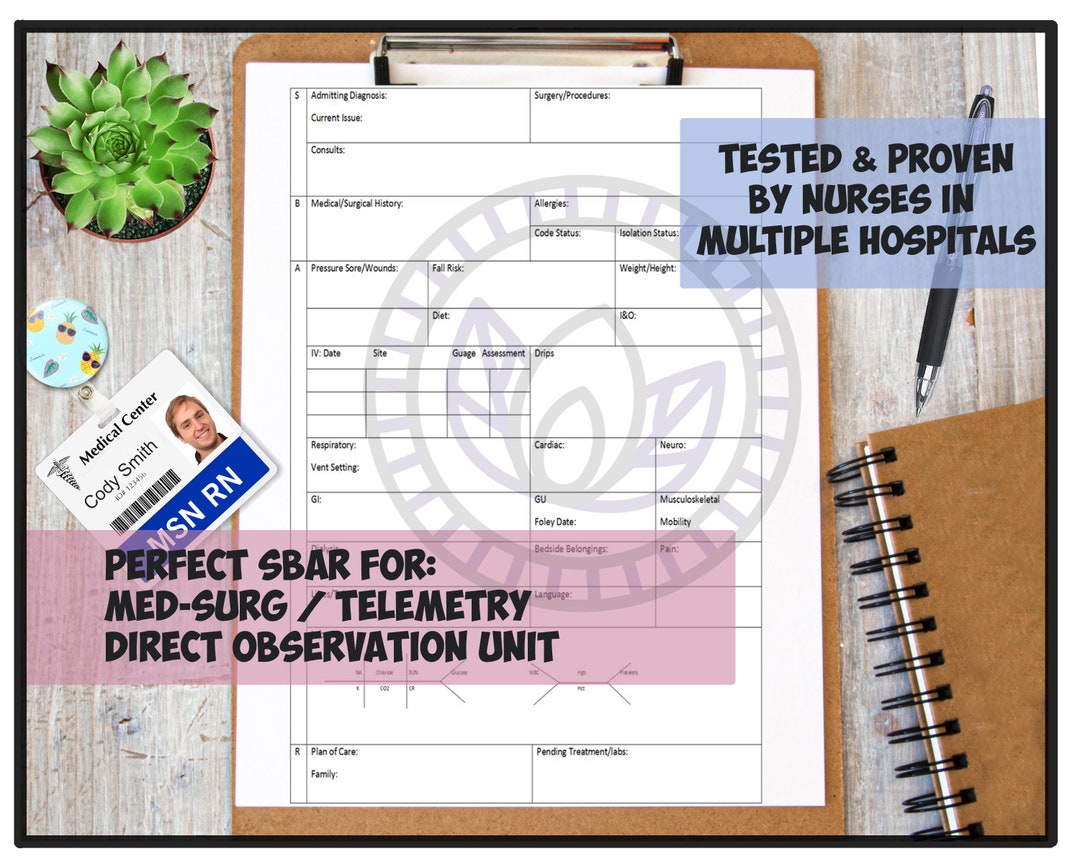 Med Surg Report Sheet, SBAR Sheet, Report Sheet Template, Nursee Report ...