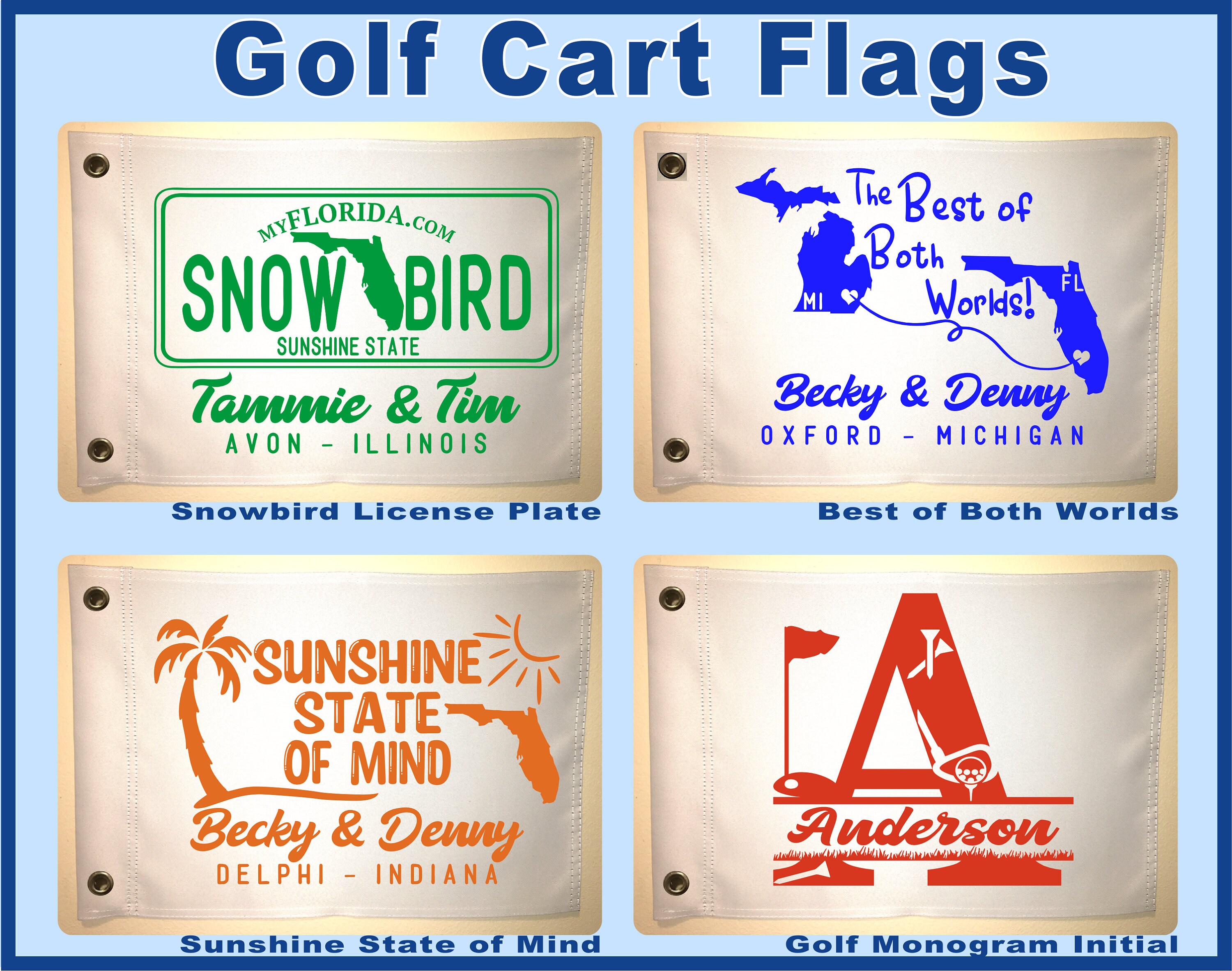 Unique Snowbird Campers or Golfers Golf Cart Flag Two Sided - Etsy