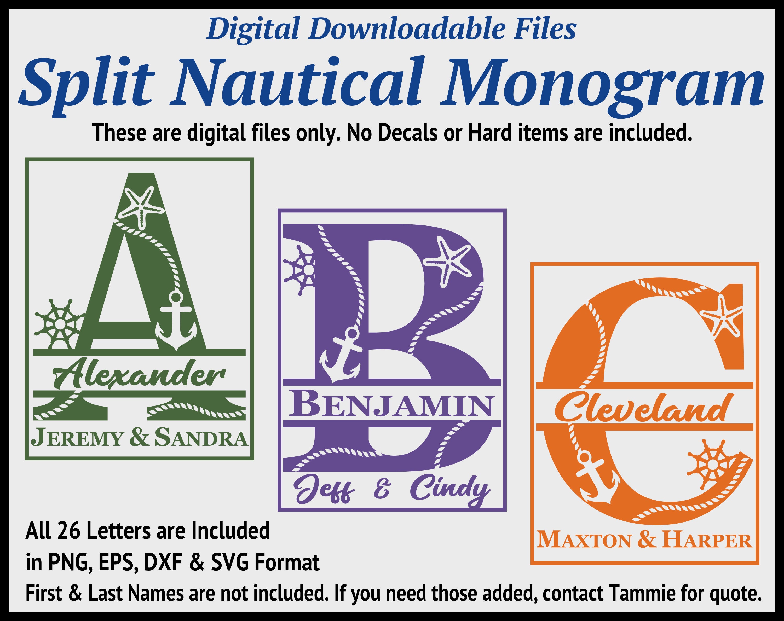 Split Nautical Monograms Instant Downloadable Digital SVG for Cricut ...