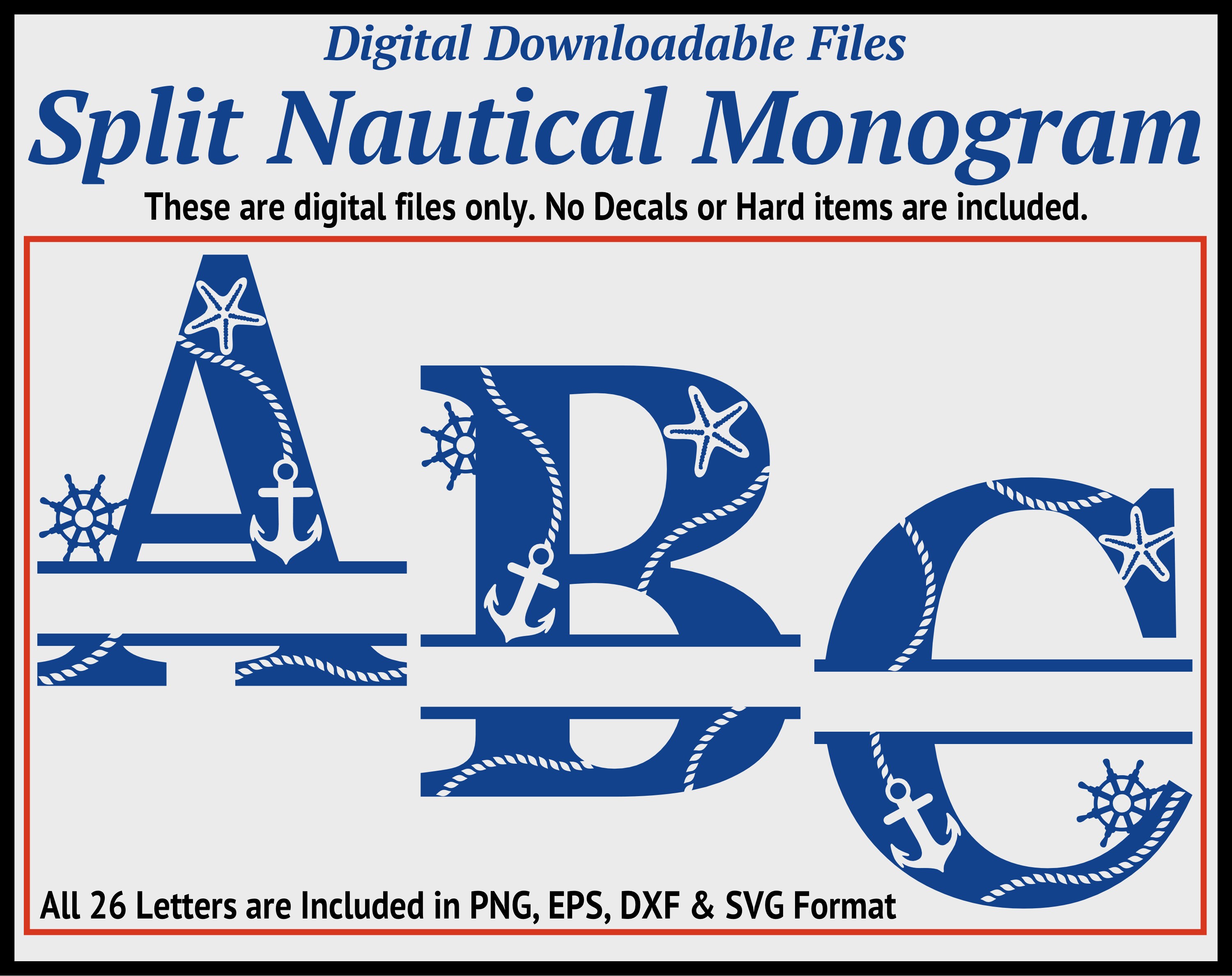 Split Nautical Monograms Instant Downloadable Digital SVG for Cricut ...