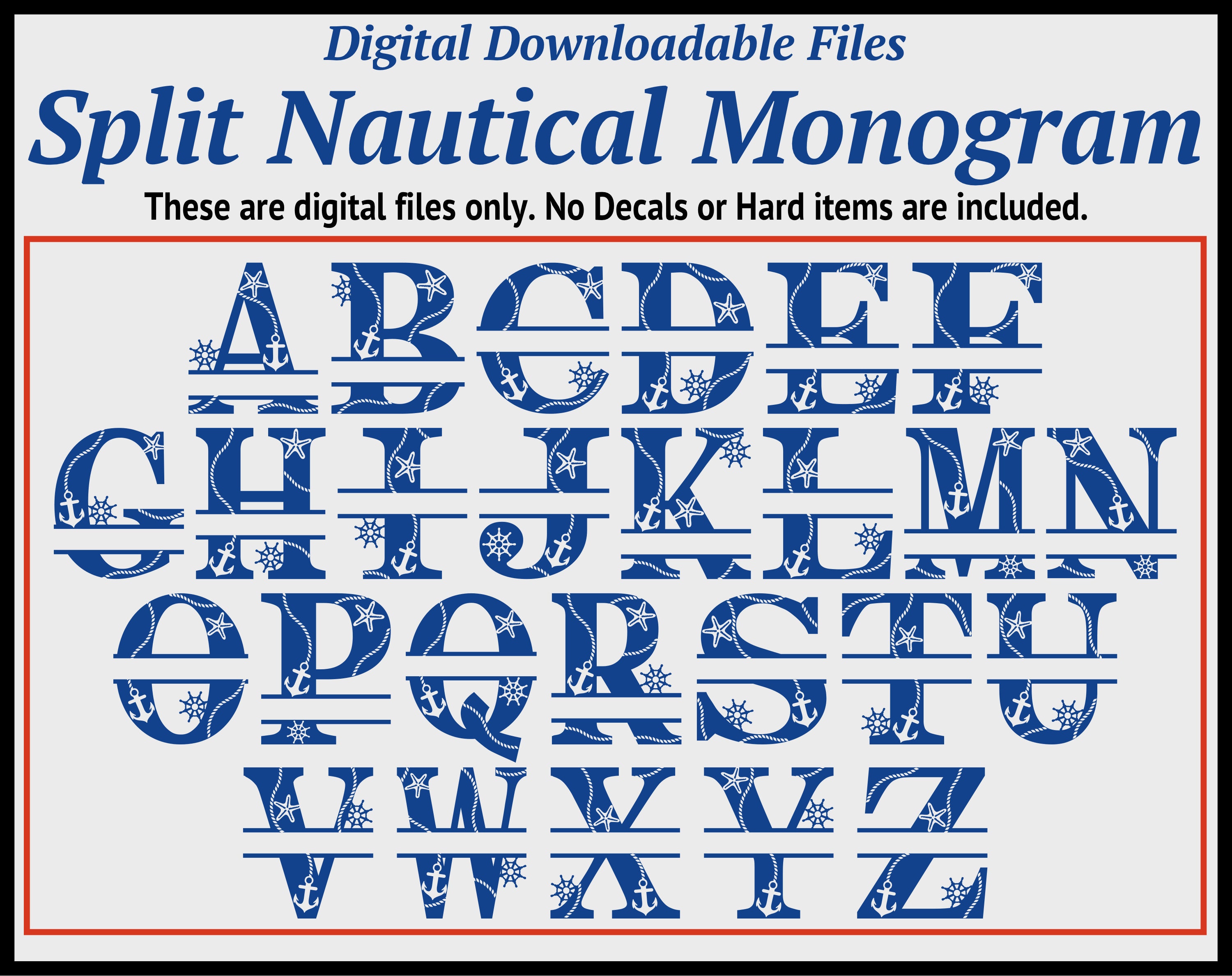 Split Nautical Monograms Instant Downloadable Digital SVG for Cricut ...