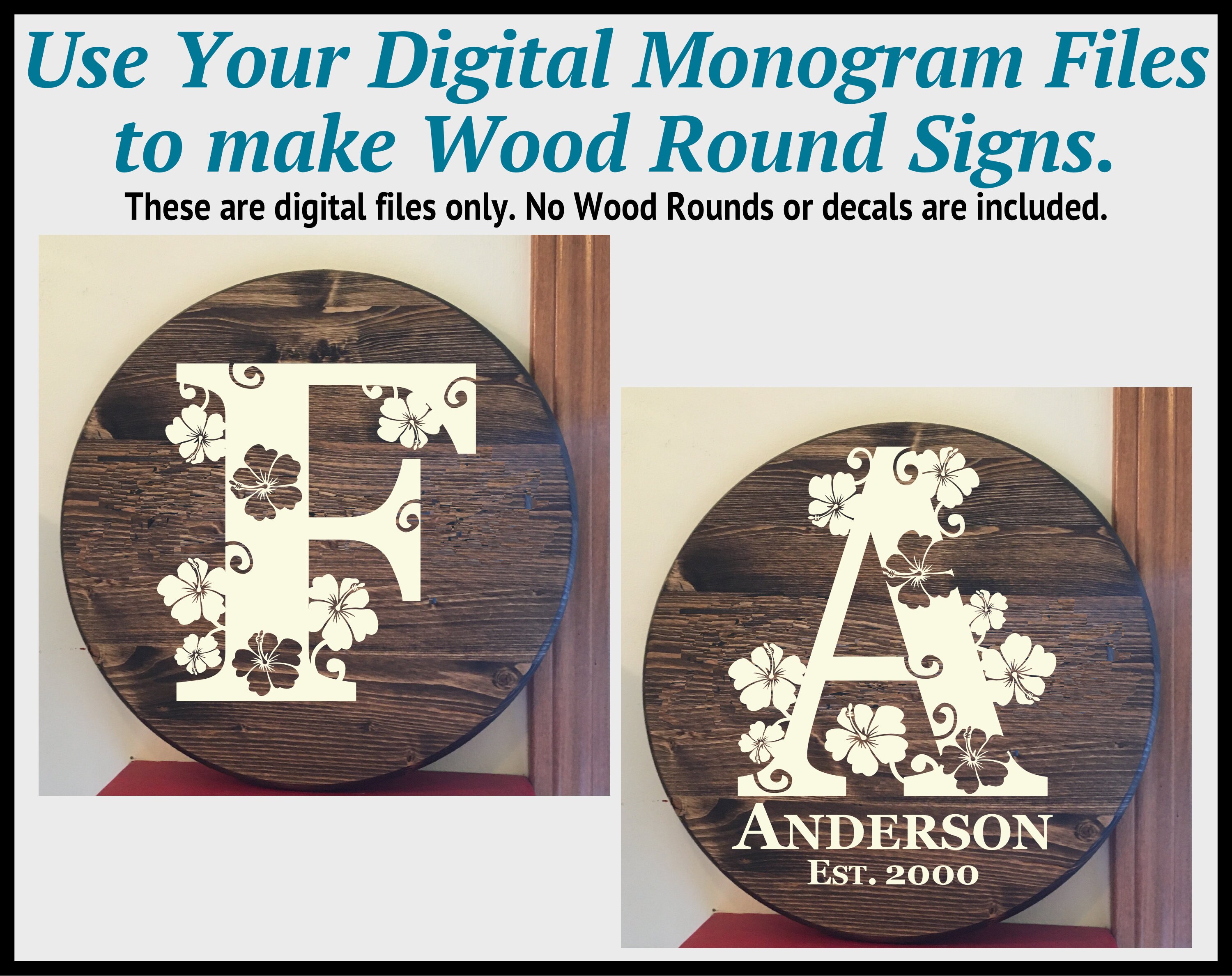 Hibiscus Monograms - Instant Downloadable Digital SVG for Cricut ...