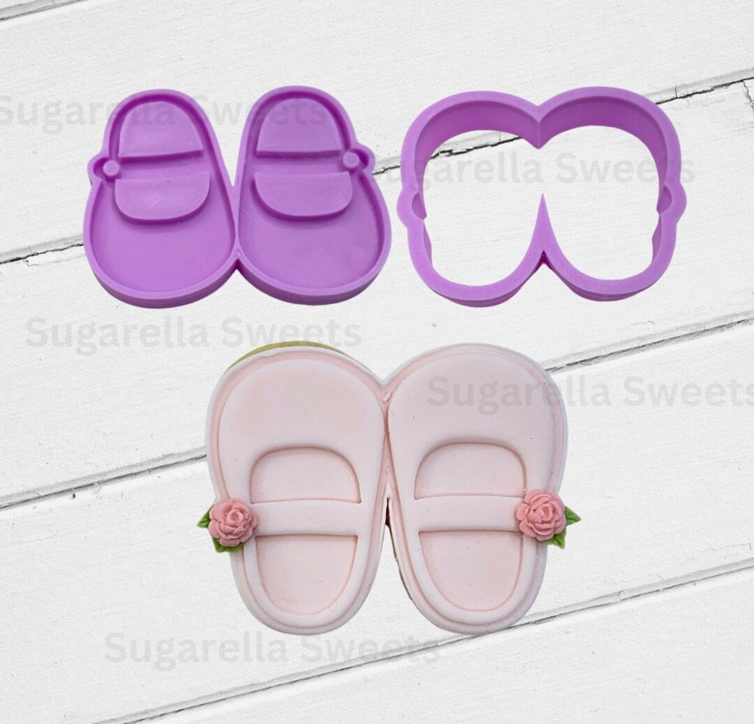 Baby Girl Shoes Cutter and Stamp, Baby Shower Cookie Cutter, Baby ...