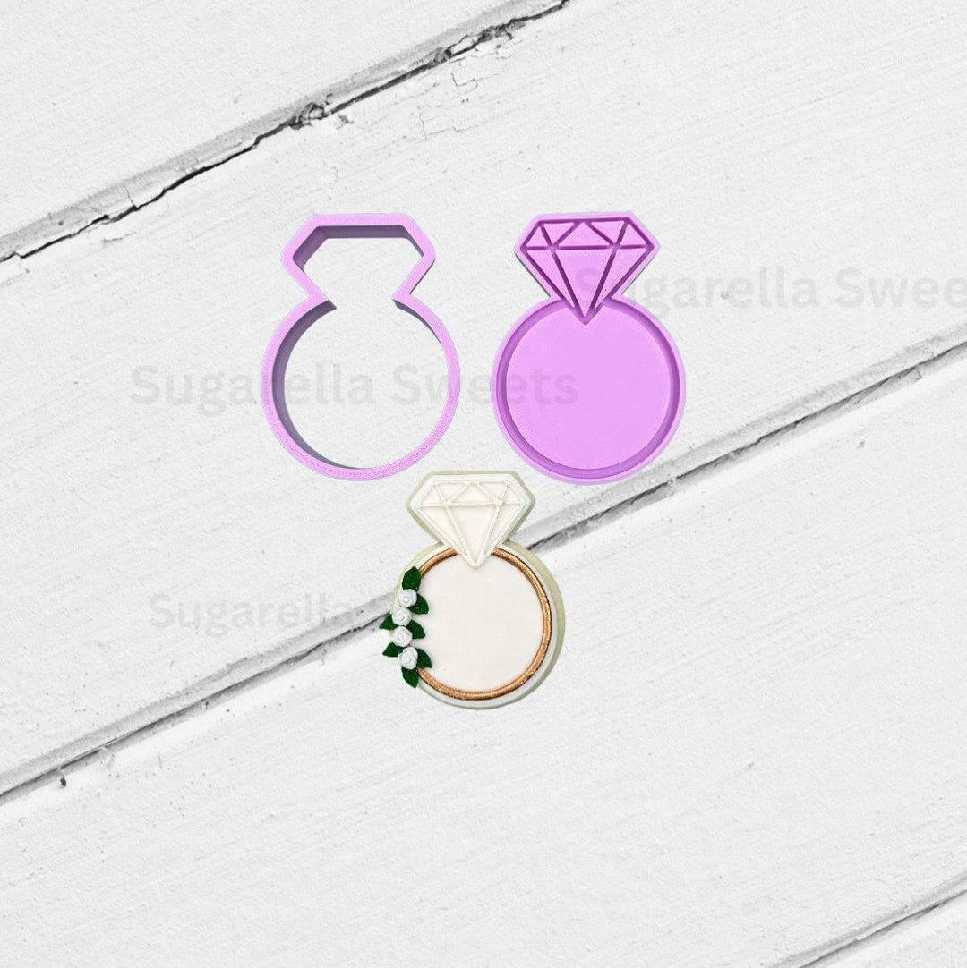Wedding Ring Cookie Cutter and Stamp, Engagement Cookie Cutter, Ring ...