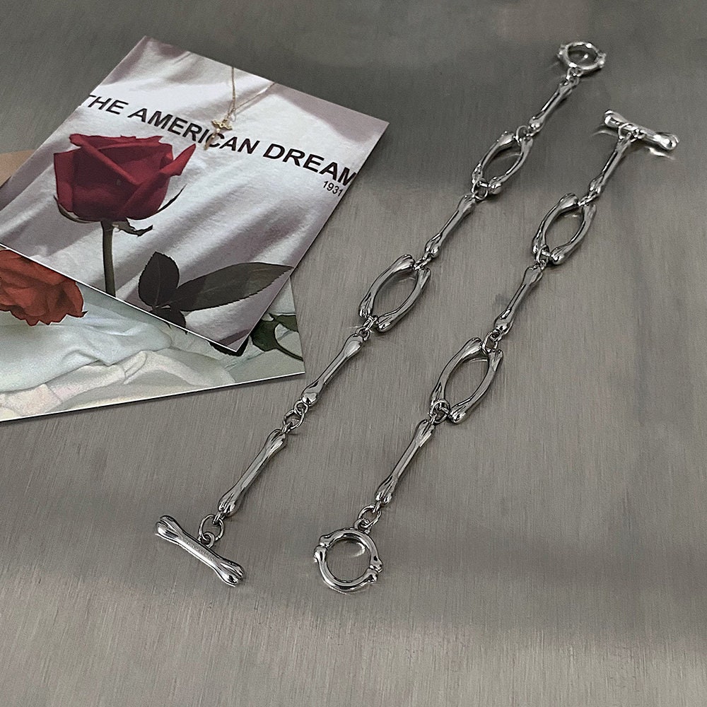 Skeletal Bone Chain Bracelet Goth K-pop Style - Etsy