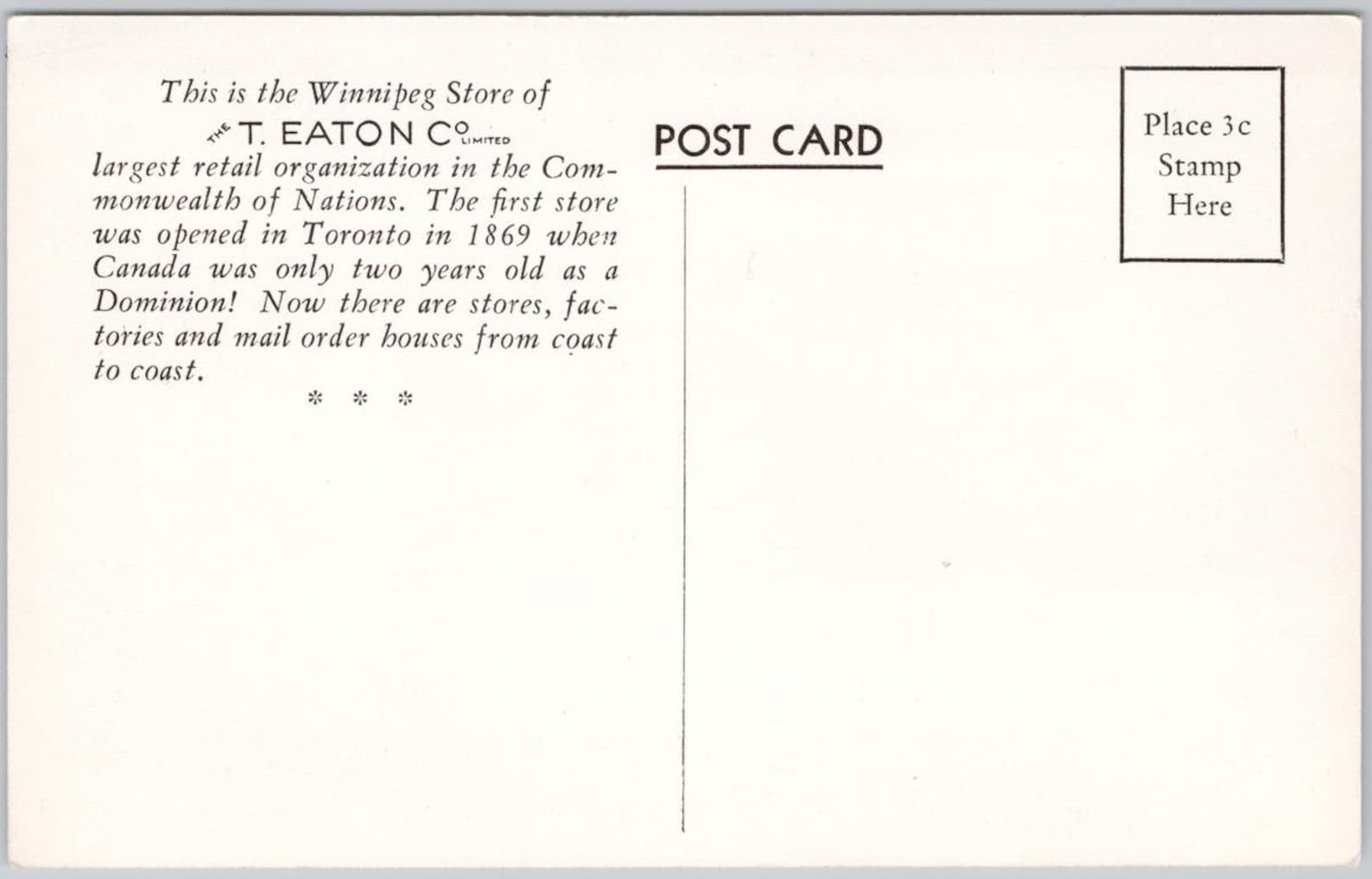 Winnipeg Manitoba T Eaton Co Store Unused Advertising Rppc Postcard Y3