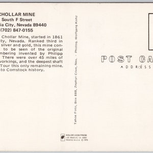 Chollar Mine Virginia City NV Nevada Silver & Gold Mining Unused ...