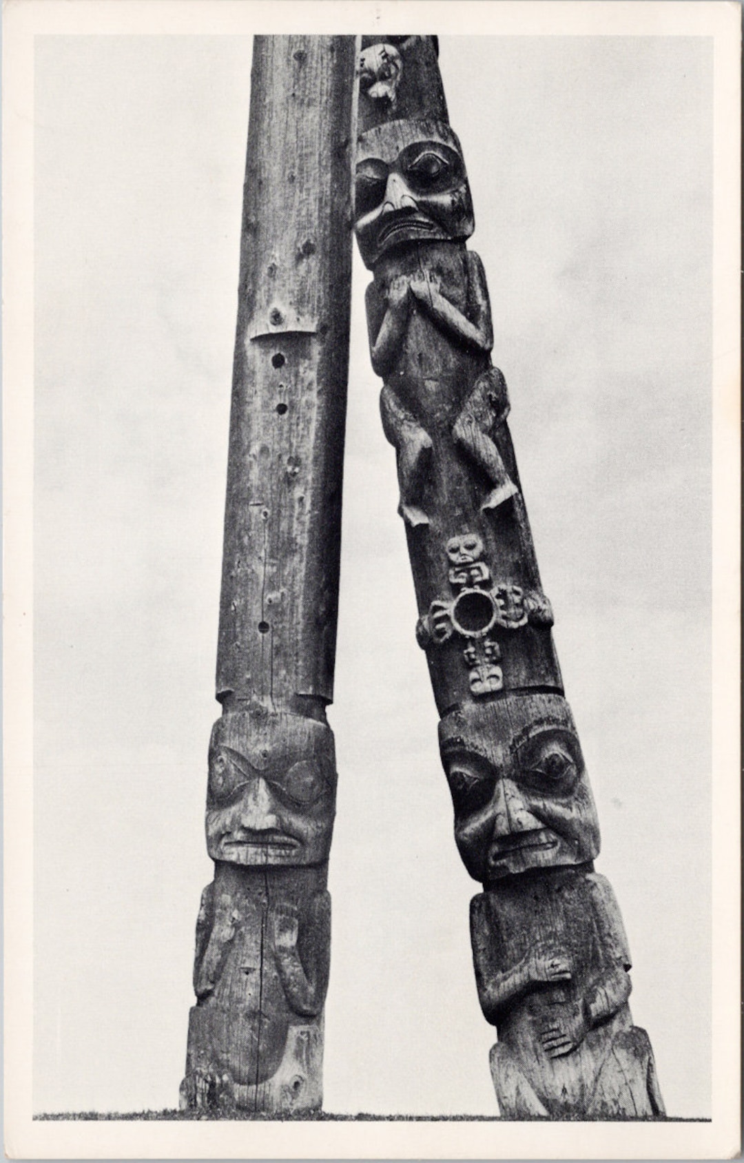 Totem Poles at Kispiox Indigenous Village Skeena River BC British ...