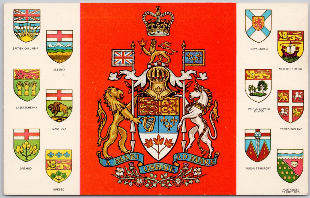 Canada Coat of Arms Provinces Shields Canadian Unused Traveltime ...