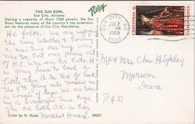 Sun City AZ the Sun Bowl Arizona 1960s Vintage Postcard Y2 - Etsy