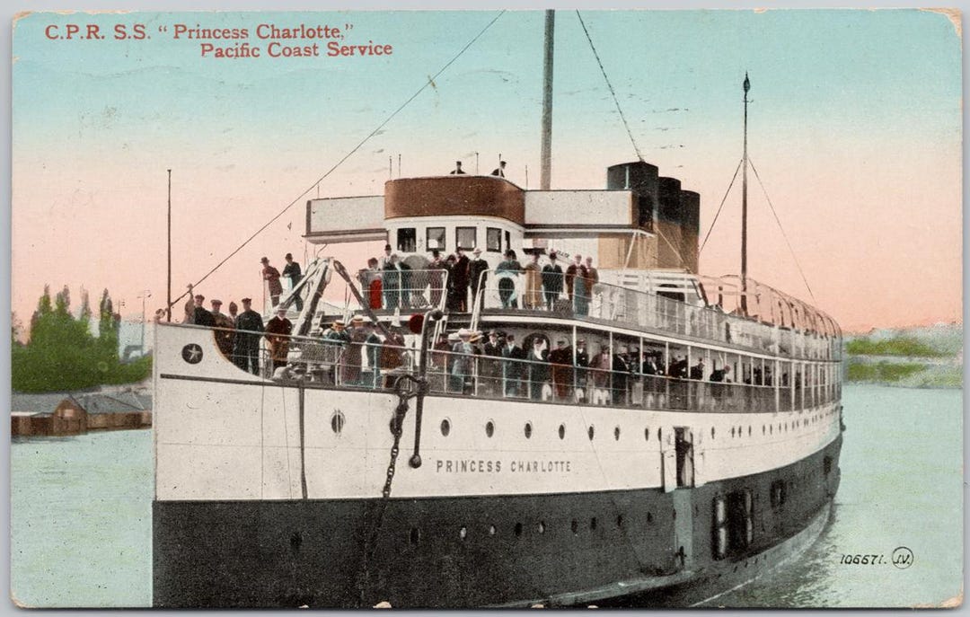 CPR SS 'princess Charlotte' Pacific Coast Service Steamship 1911 ...