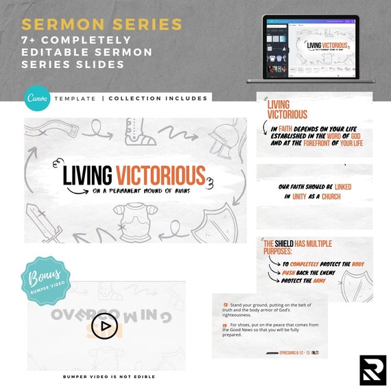 Living Victorious Sermon Series Canva Template | Etsy