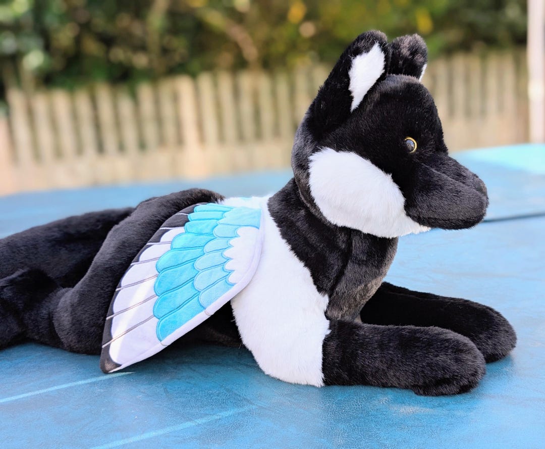 Magpie Winged Wolf Plush - Etsy