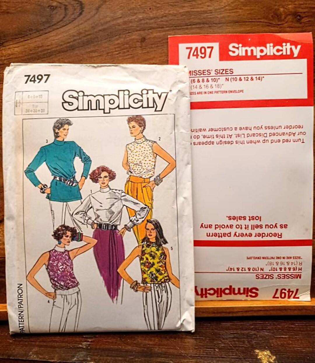 Vintage SIMPLICITY #7497 Sewing Pattern/ UNCUT/ Misses' Tops - Etsy