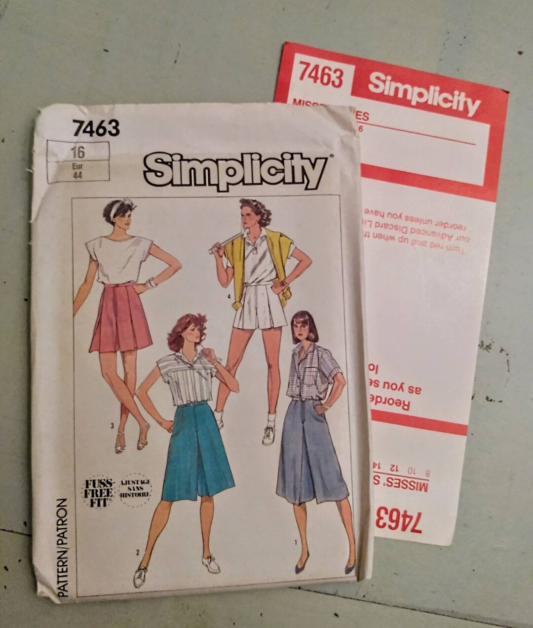 Vintage SIMPLICITY #7463 Sewing Pattern/ UNCUT/ Misses' Set of Culottes ...