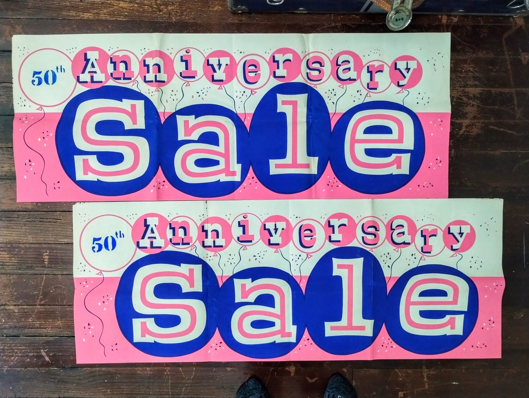Vintage 1950s Retail Store Salvage Anniversary Sale XL Paper Banner ...