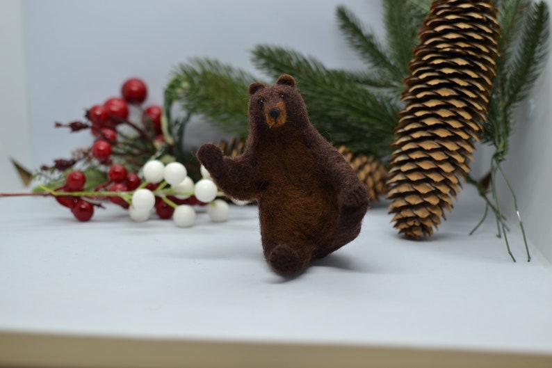 Needle Felted Grizzly Bear. Fiber Art Handmade Forest - Etsy
