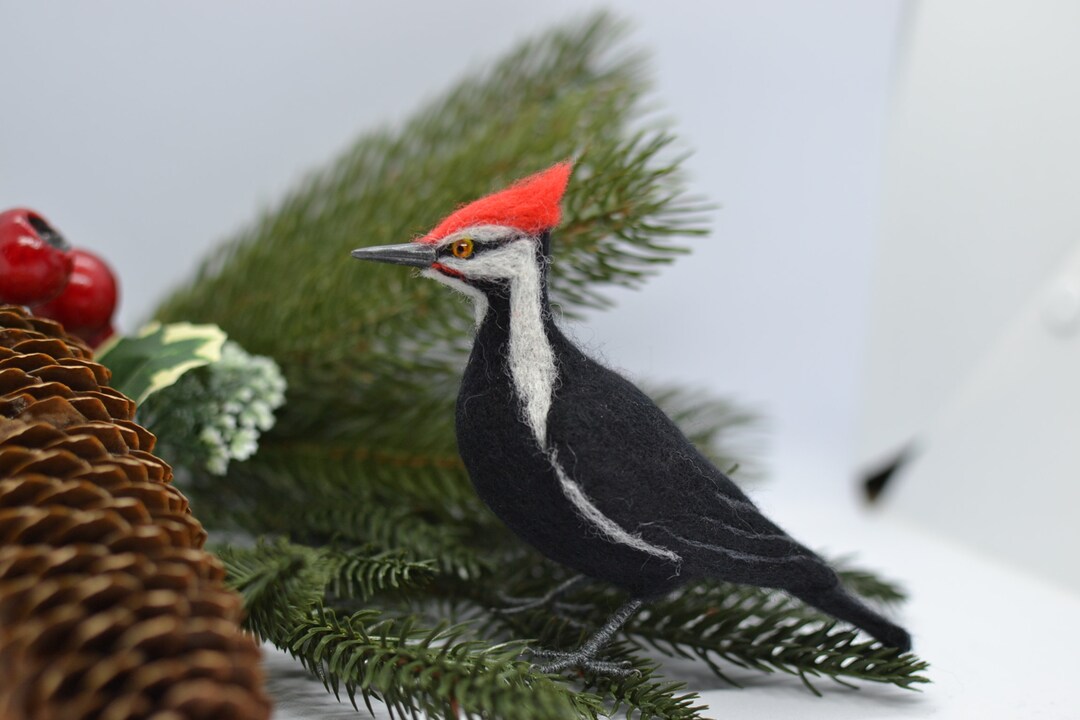 Needle Felted Pileated Woodpecker. Birds Home Decor. Needle Felted ...