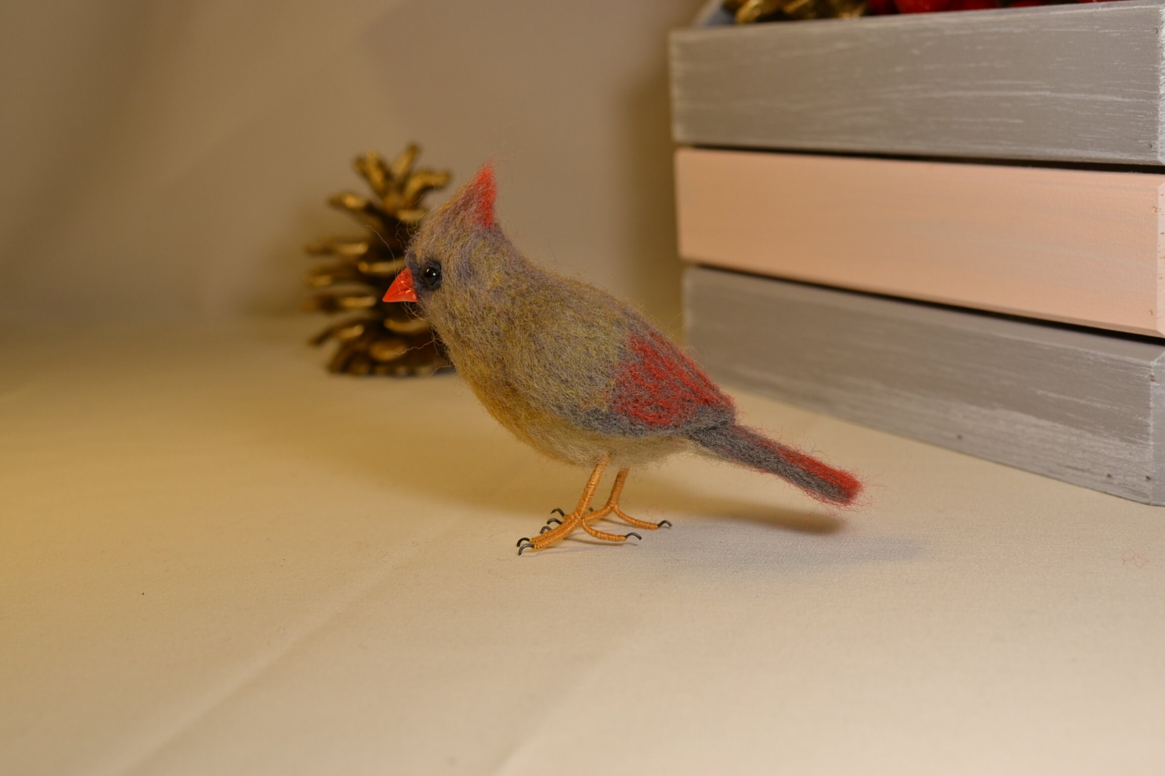 Needle Felted Female Red Cardinal Red Cardinal Gift - Etsy