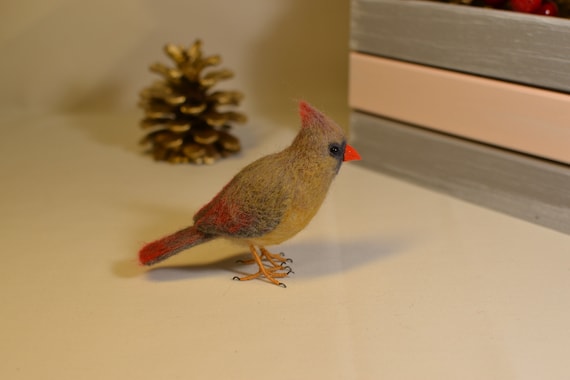 Needle Felted Female Red Cardinal Red Cardinal Gift - Etsy