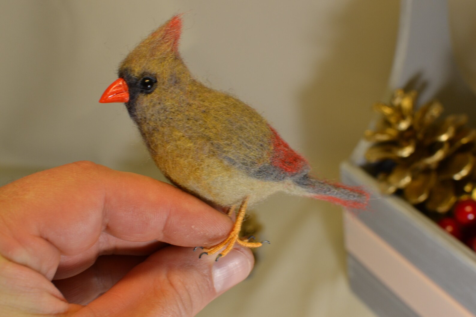 Needle Felted Female Red Cardinal Red Cardinal Gift - Etsy