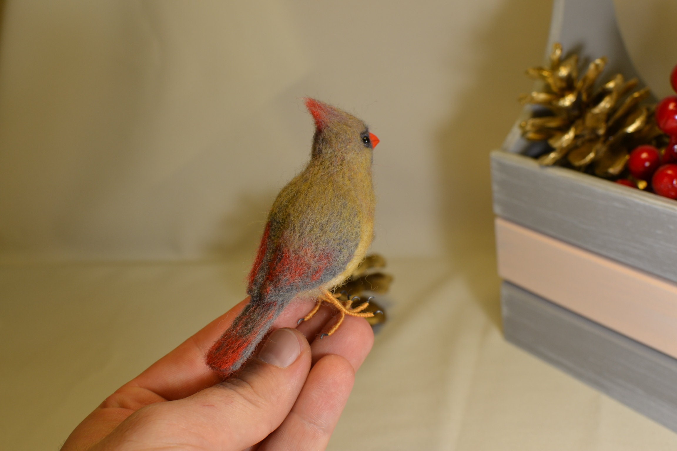 Needle Felted Female Red Cardinal Red Cardinal Gift - Etsy