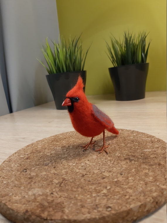 Needle Felted Red Cardinal Red Cardinal Gift Decoration Wool | Etsy