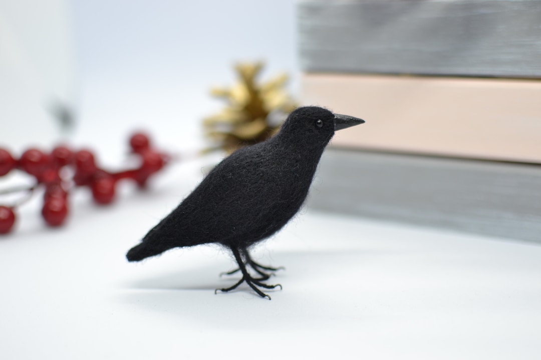 Black Crow.needle Felted Black Crow. Hand Made Bird. Needle Felted ...