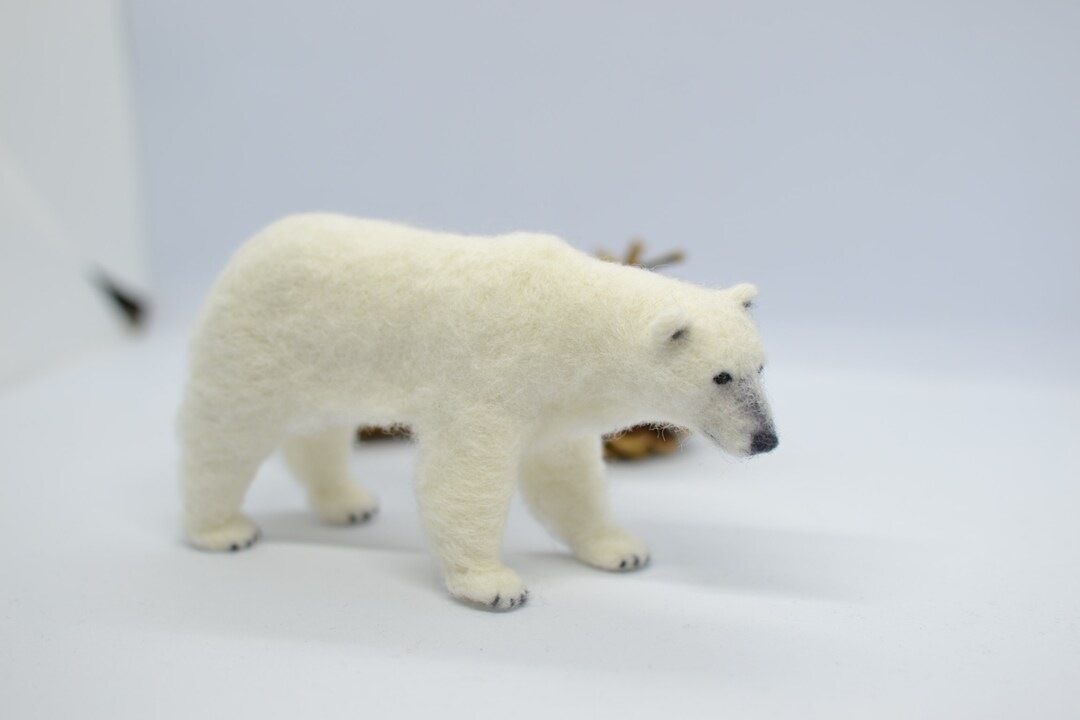 Needle Felted Polar Bear. Fiber Art, Handmade, Forest Animal.(made to ...