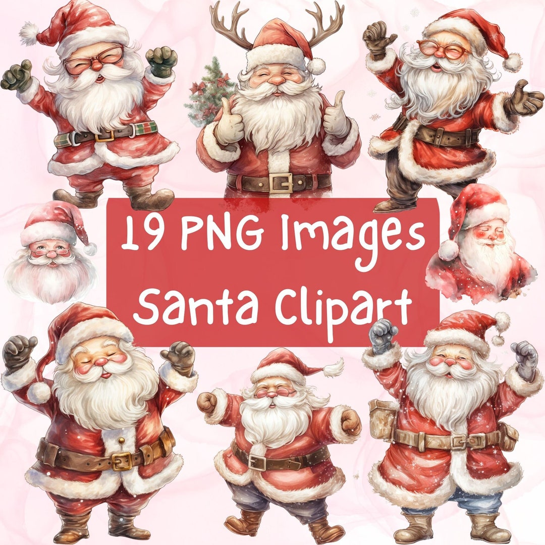 Christmas Clipart PNG Digital Download Happy Santa Clause - Etsy