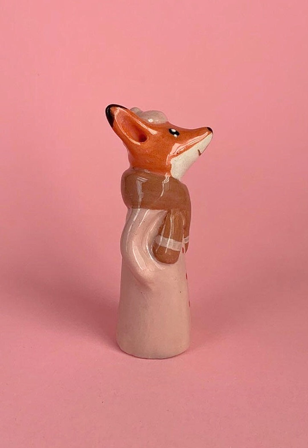 Handmade Ceramic Lady Red Fox With Scarf and Coat - Etsy