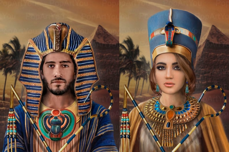 Custom Egypt Art Portrait for Man, Woman, Pharaoh Portrait, Cleopatra ...