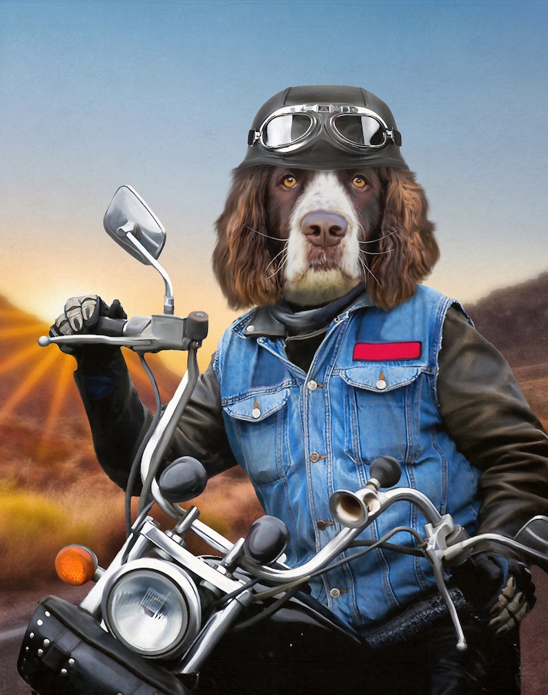Custom Pet Biker Portrait Rider Motorcyclist Hooligan | Etsy Custom Pet Biker Portrait Rider Motorcyclist Hooligan | Etsy