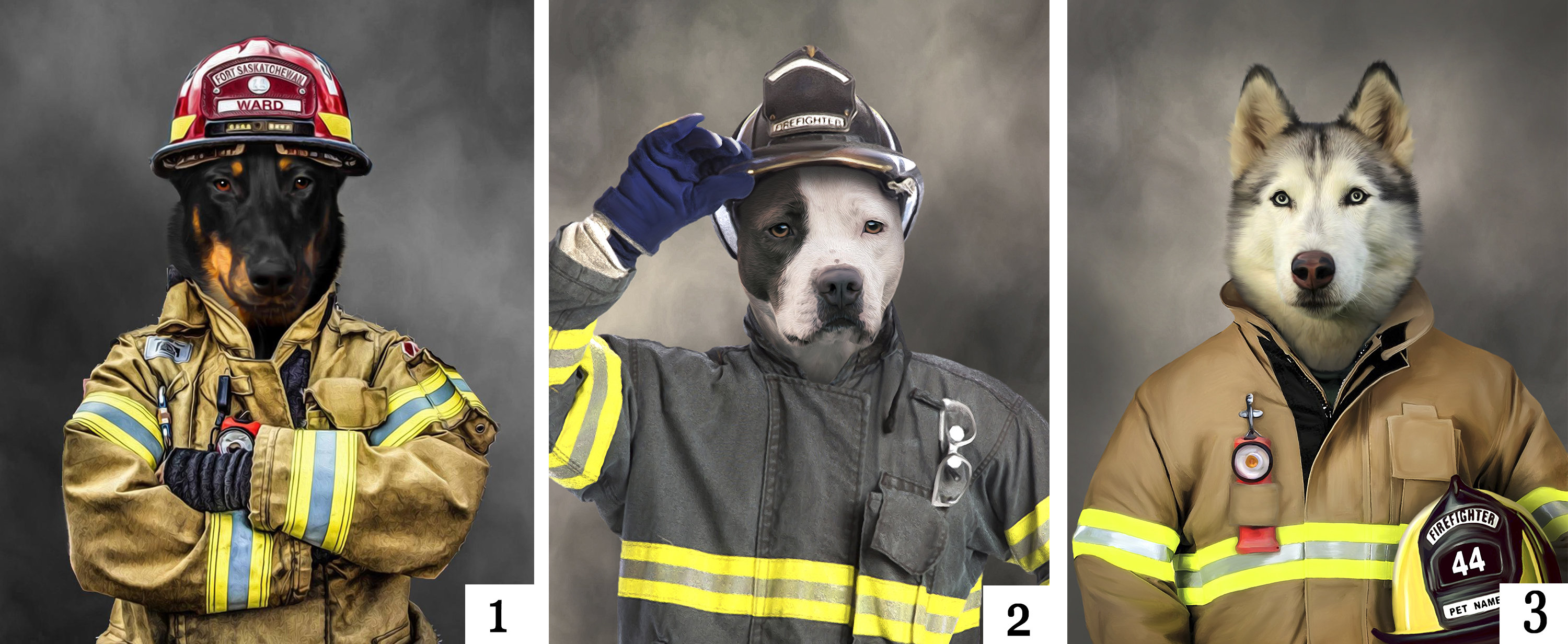 Custom Pet Fireman Portrait Fireman uniform Fire department | Etsy
