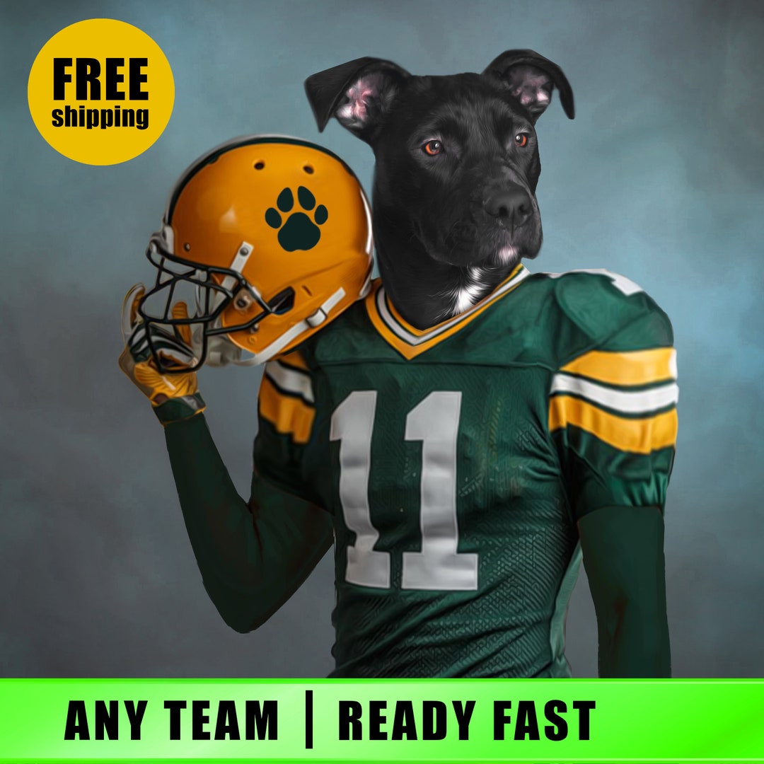 American Football Pet Portrait, NFL Dog Portrait, Poster, Custom Dog ...