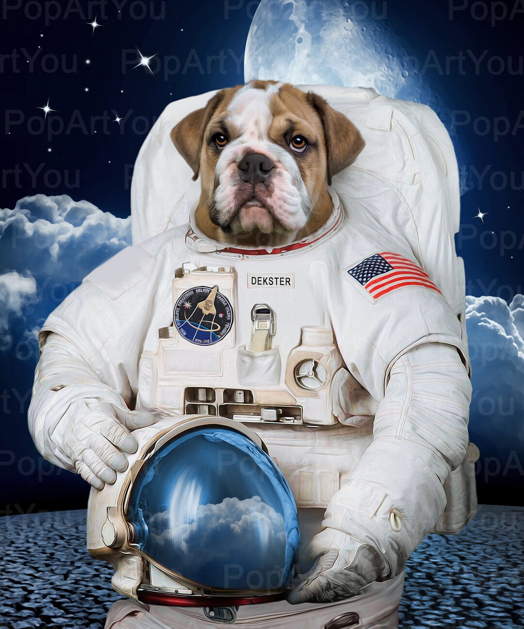 Custom Astronaut Pet Portrait, Pet Portraits, Custom Pet Spacesuit ...