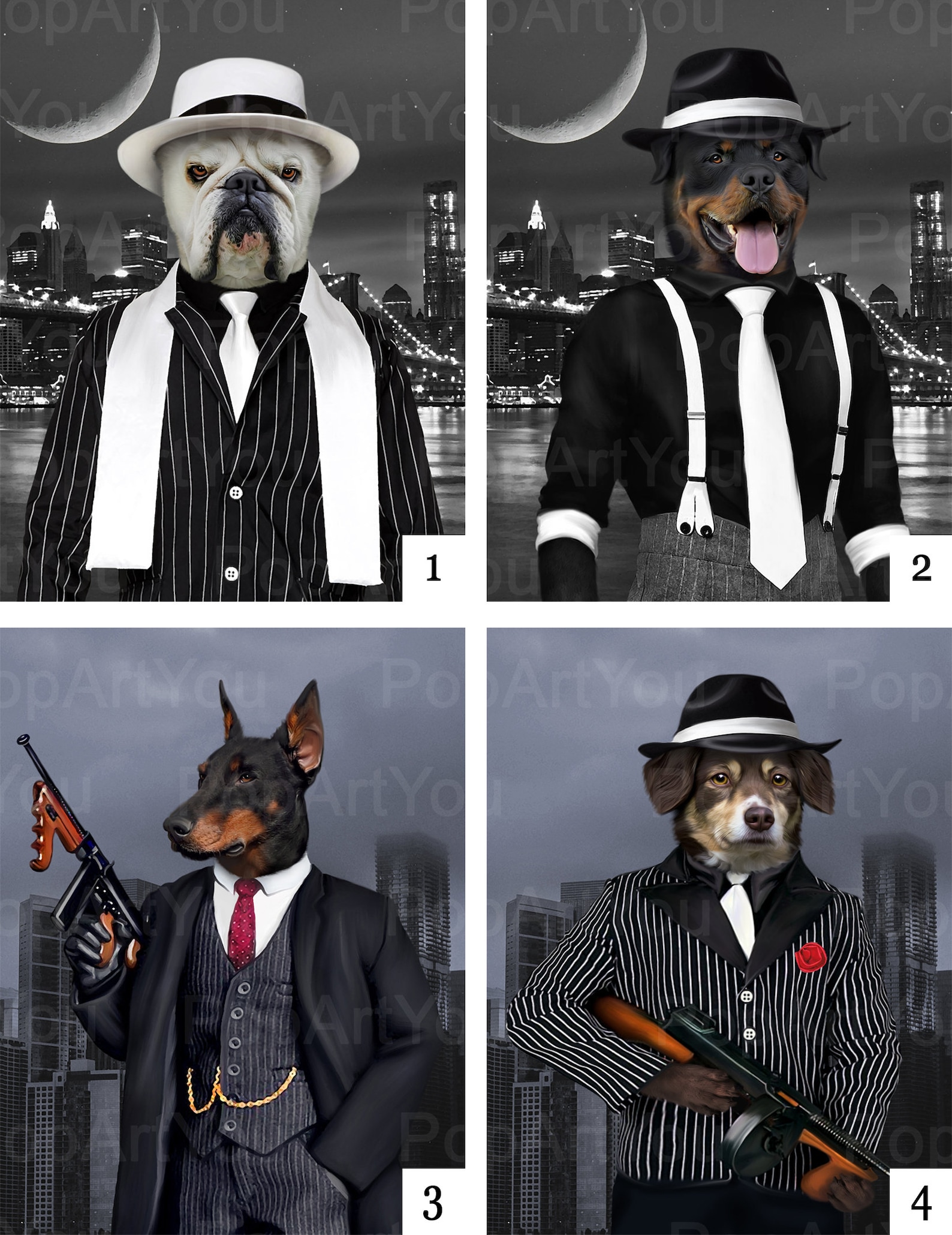 Pet Gangster Portrait, Mafia Pet Portrait, the Godfather, Bandit ...